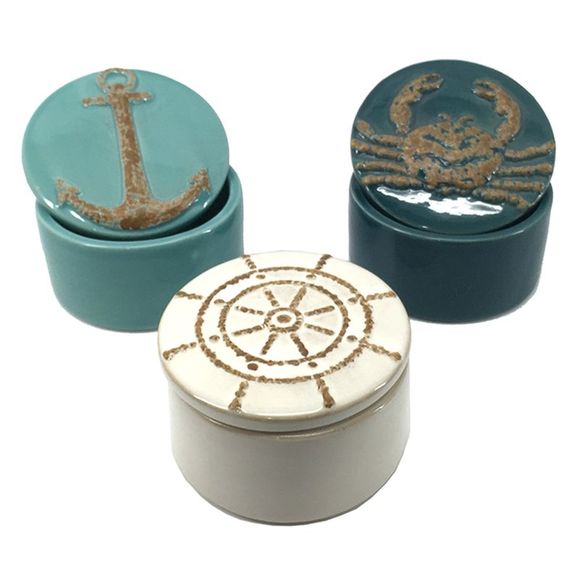 Chesapeake Bay | Accents | Crab Ships Wheel Anchor Nautical Lidded ...